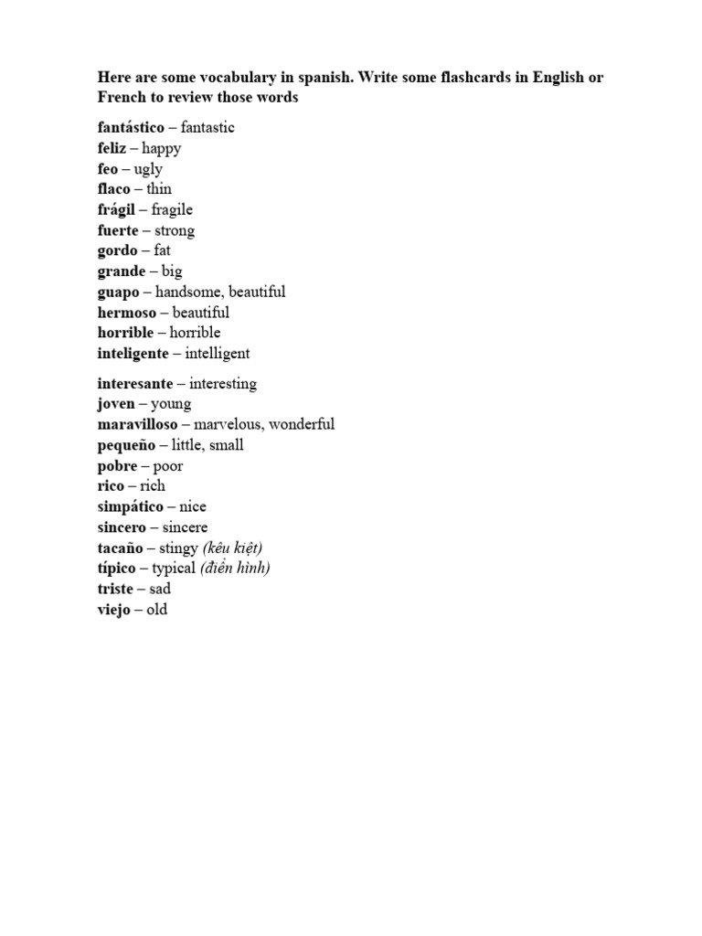 Here Are Some Vocabulary in Spanish | PDF