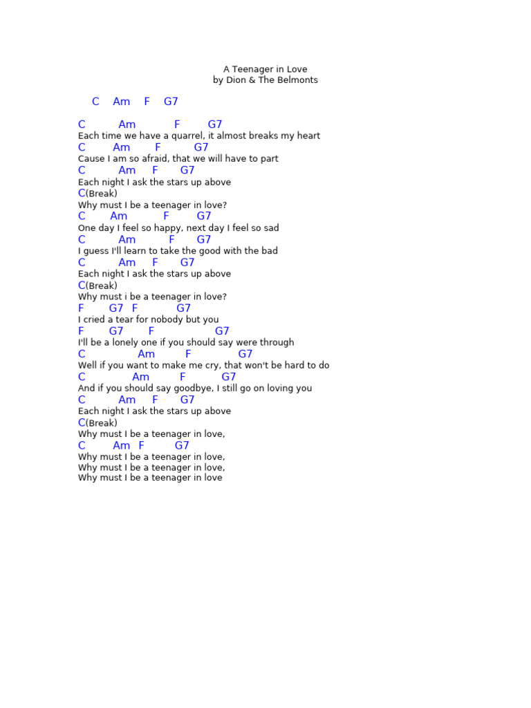 A Teenager in Love | PDF