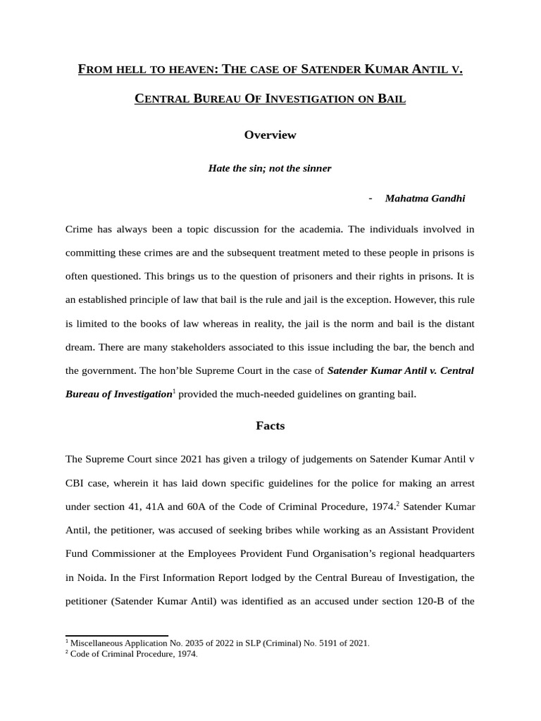 Bail Guidelines from Antil Case | PDF | Criminal Procedure In South ...