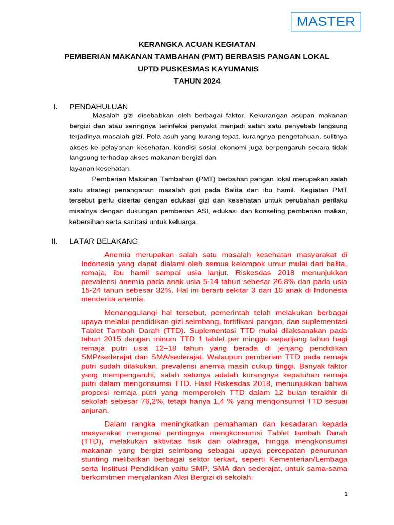 Kak PMT Berbasis Pangan Lokal | PDF