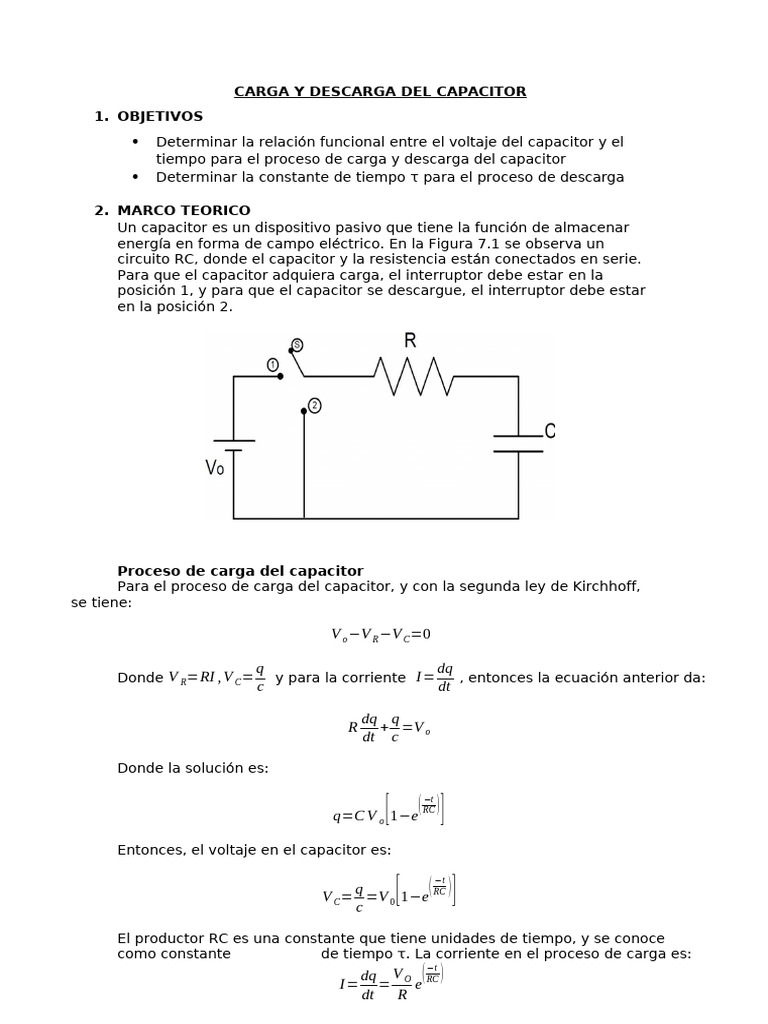 Carga y Descarga Del Capacitor | PDF | Condensador | voltaje