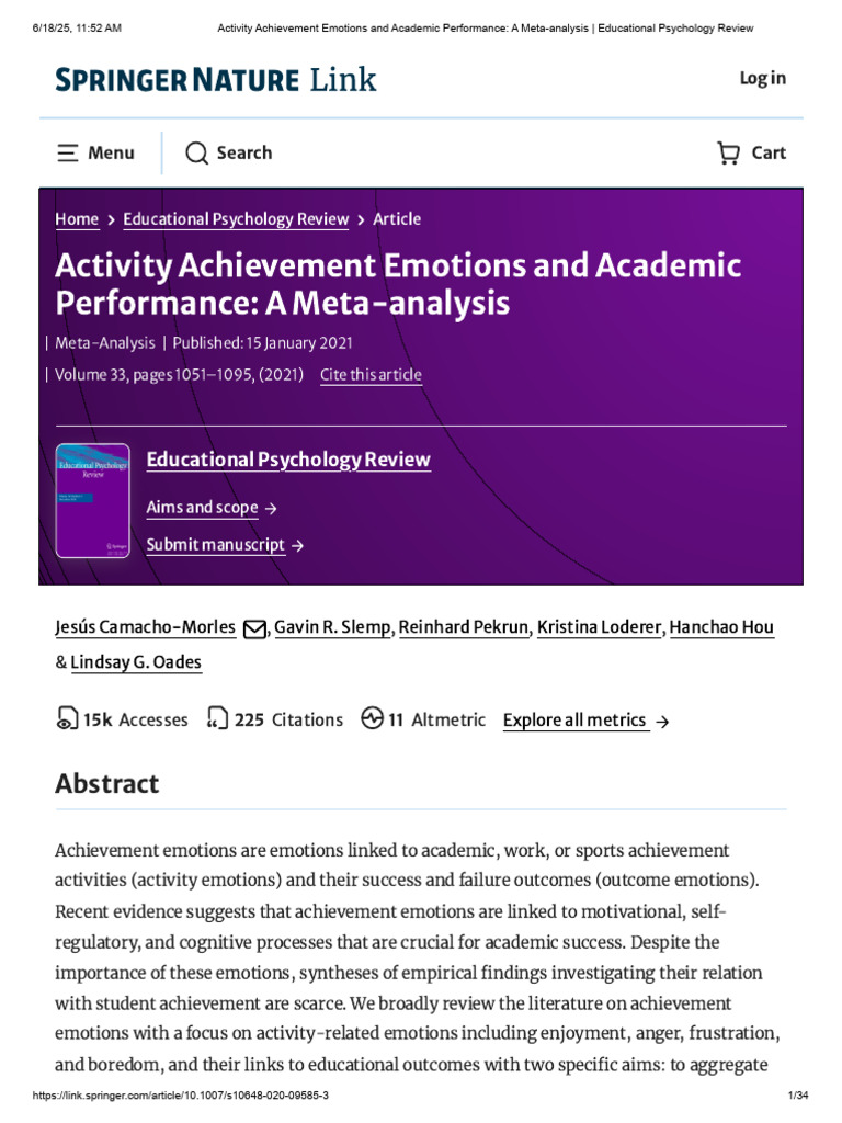 Achievement Emotions and Academic Success | PDF | Emotions ...