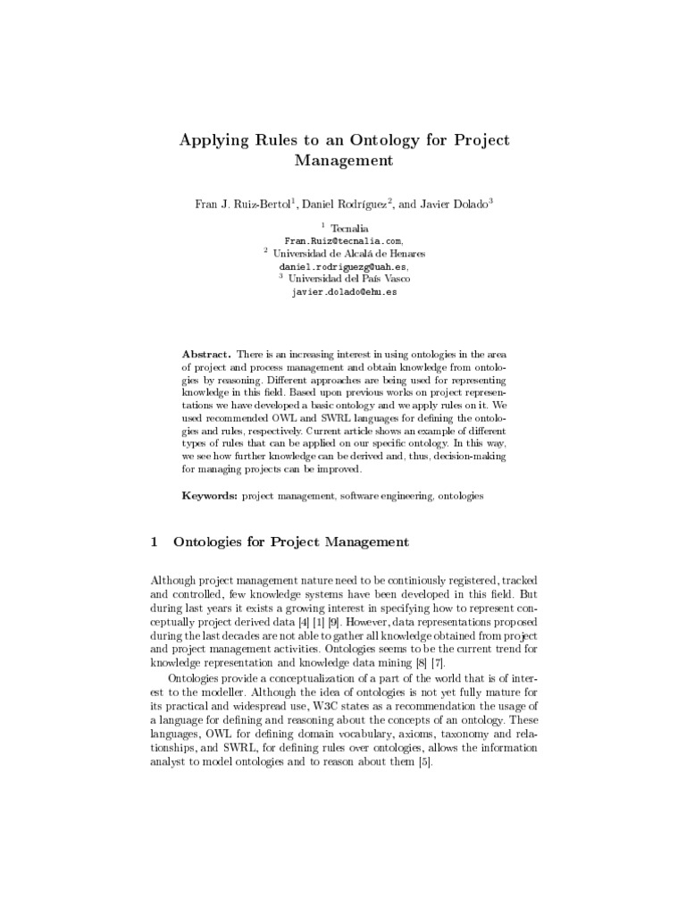 Applying Rules To An Ontology For Project | PDF | Knowledge ...