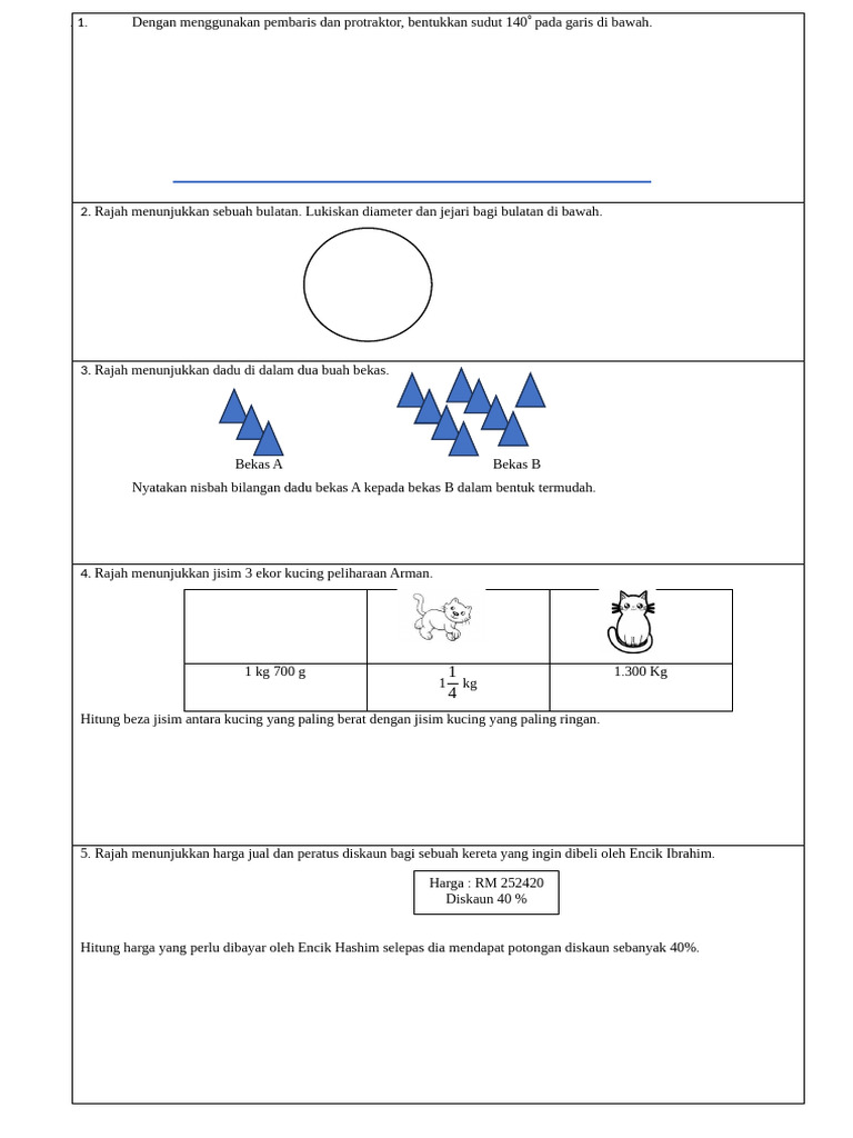 LATIHAN MATH TAHUN 6 Sudut Dan Jisim | PDF