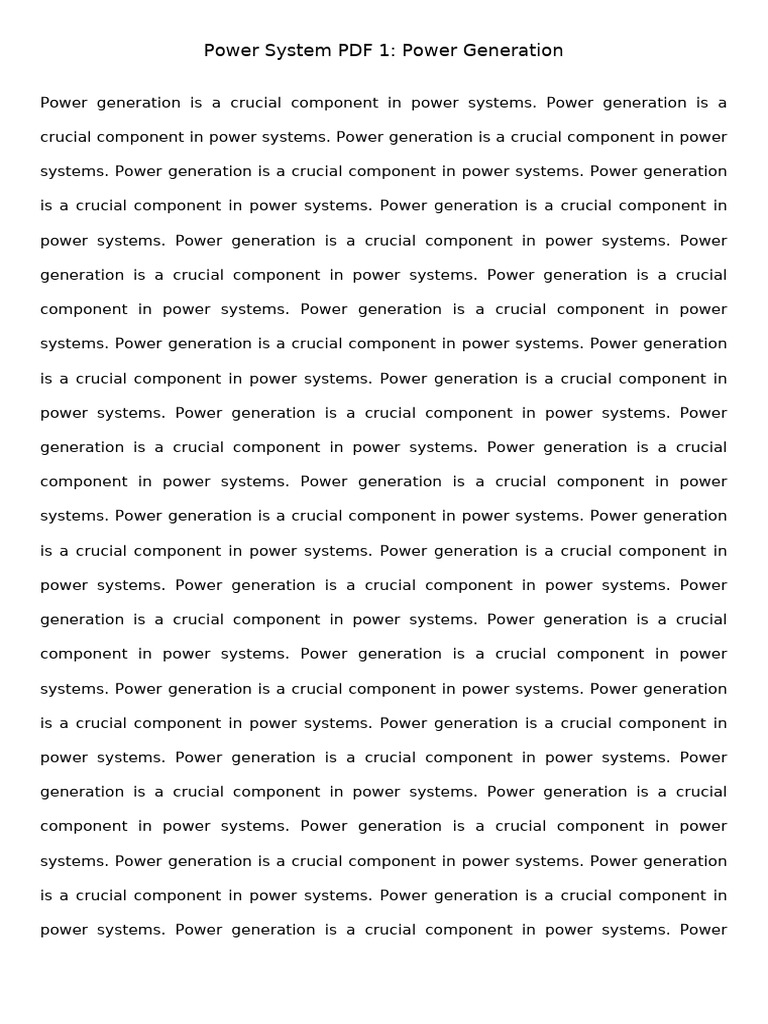 Power System PDF 1 Power Generation | PDF