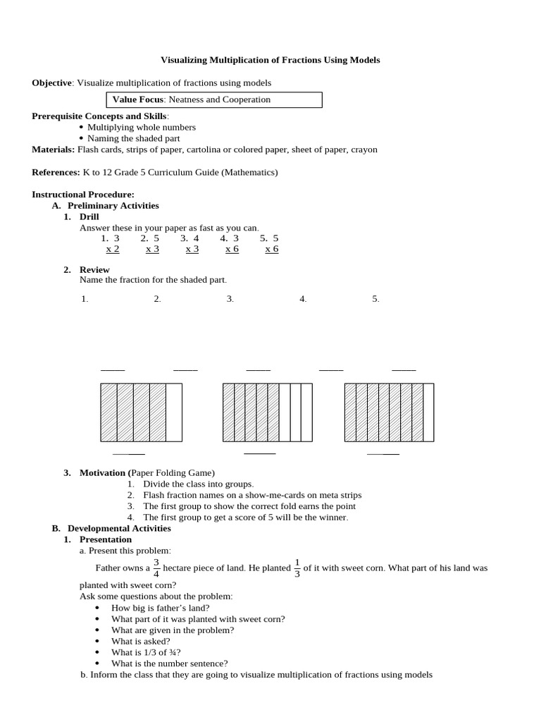 Explicit Teaching-Visualizing Multiplication of Fractions | PDF ...