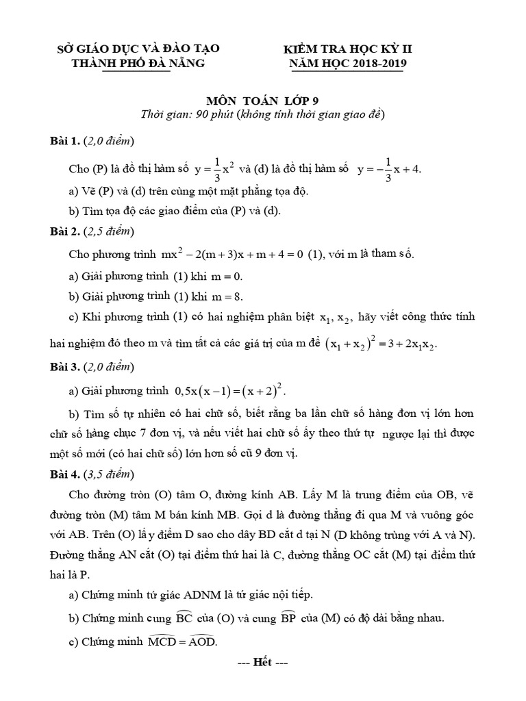 HDC HKII Toan 9 2018 2019 | PDF