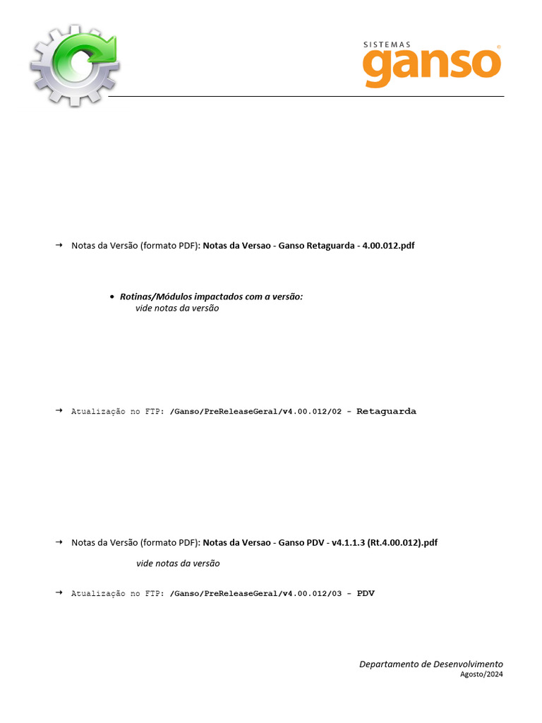 Atualização Ganso Retaguarda e PDV 4.00.012 | PDF | Servidor ...
