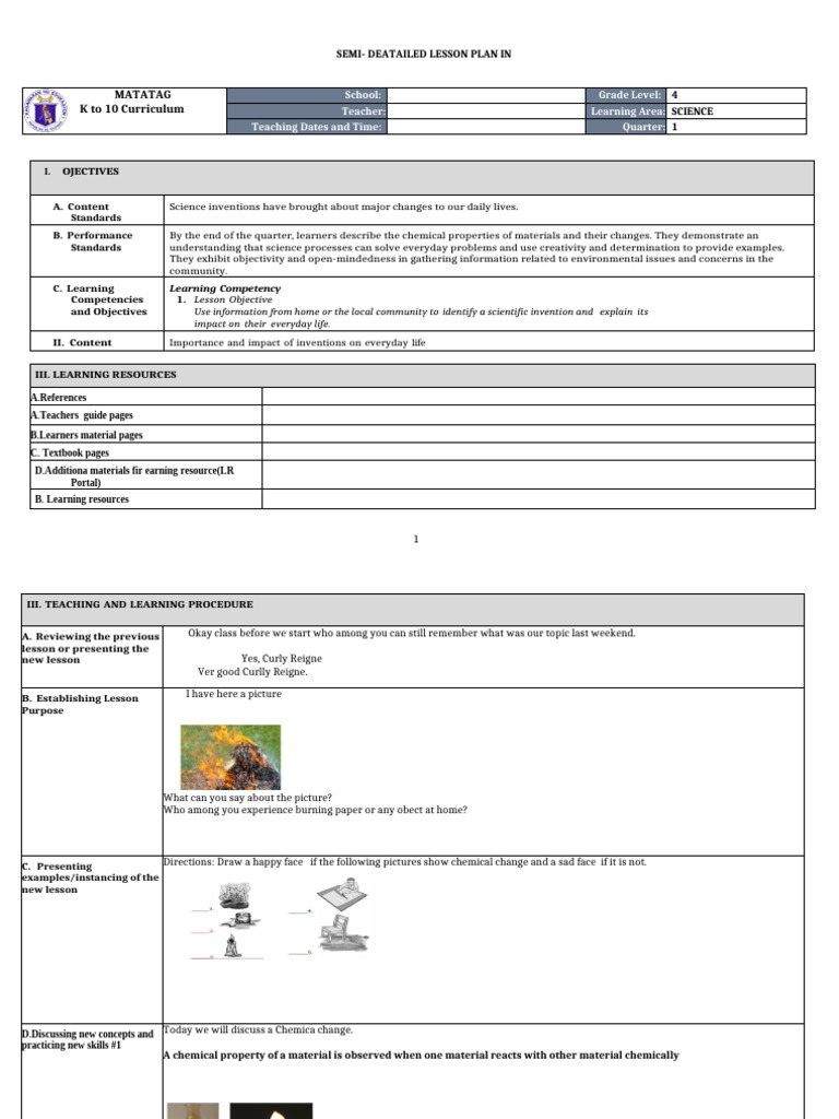 Grade 4 Sy 2025-2026 DLP Science | PDF | Learning | Science