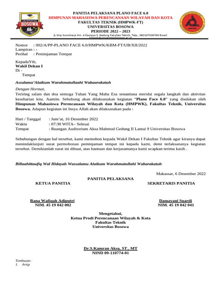 002 Peminjaman Auditorium | PDF