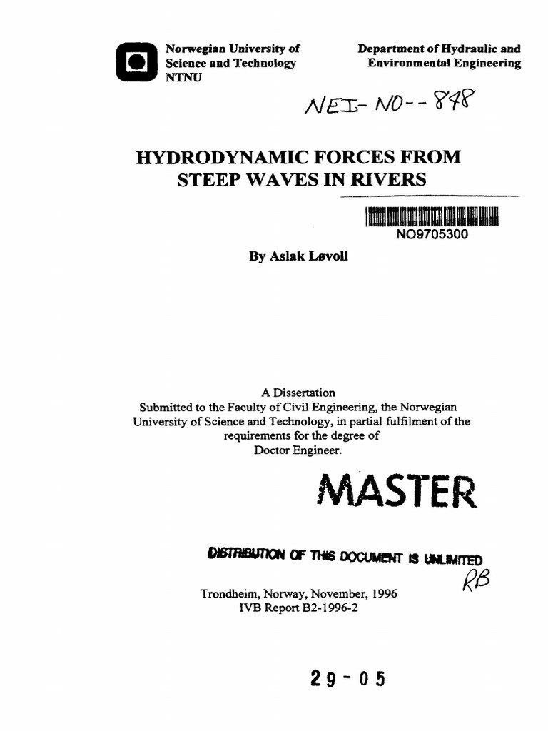 Master: Hydrodynamic Forces From Steep Waves in Rivers | PDF | Fluid ...