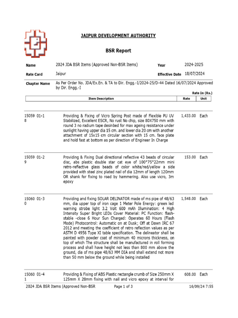 Jda BSR 2024 Non BSR Approved | PDF | Concrete | Building Engineering