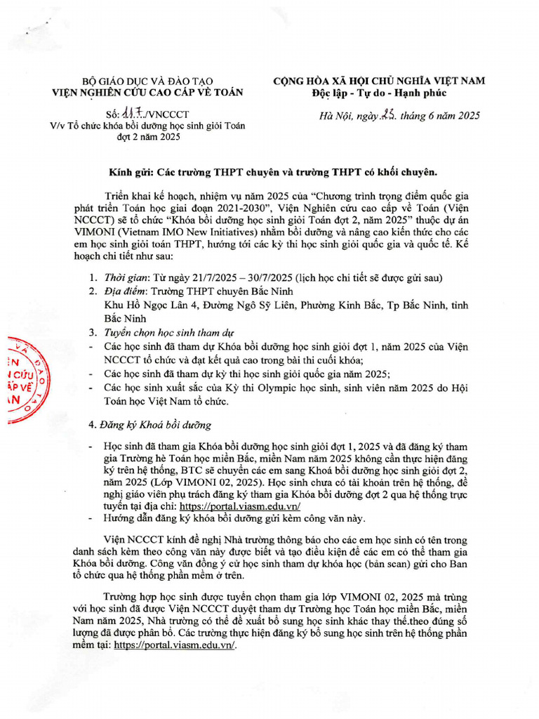 CV Thông Báo DS Vimoni Đ T 2-2025 | PDF