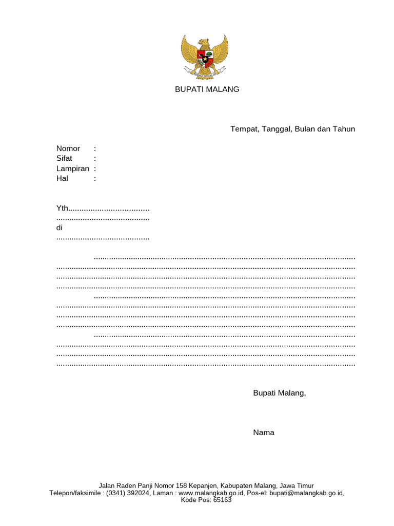 7. Surat Dinas Ttd Kepala Daerah | PDF