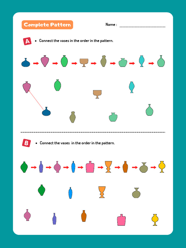 Complete Pattern Worksheet Phrase Matching Elementary School Preschool ...