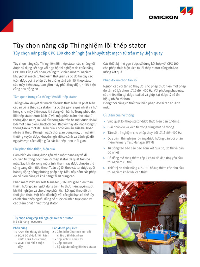 CPC 100 Stator Core Measurement Upgrade Option Datasheet VNE | PDF