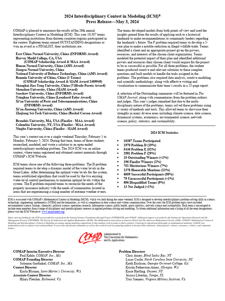 2024 ICM Problem F Results | PDF | Science | Methodology