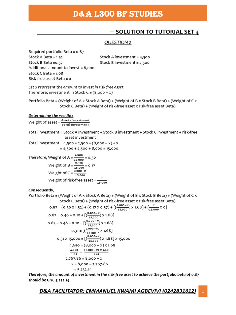 BF Week 6 Part 1 Notes (WACC) | PDF | Beta (Finance) | Cost Of Capital