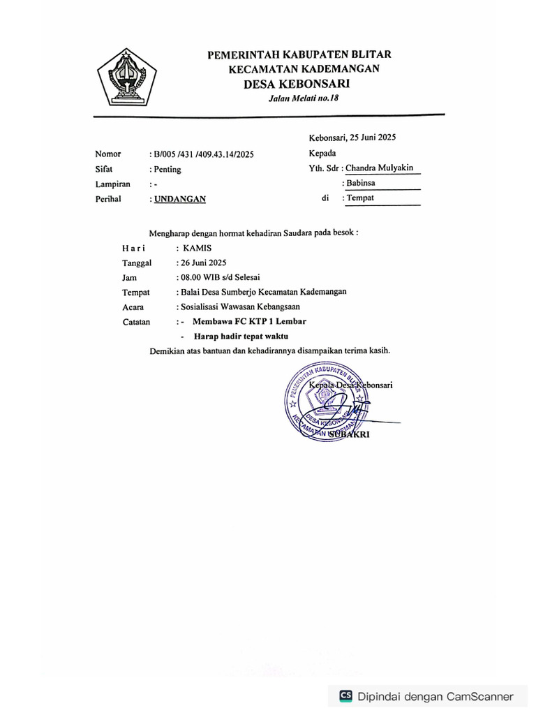 Undangan Wasbang Babinsa | PDF