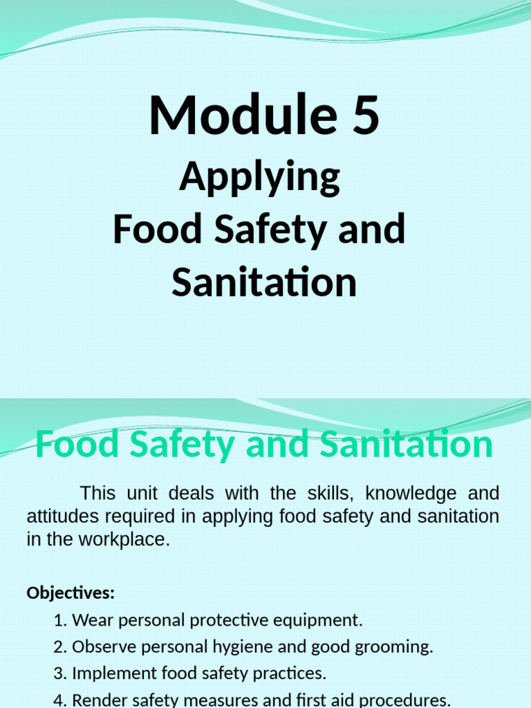 Module 05 Applying Food Safety and Sanitation | PDF | Hygiene ...