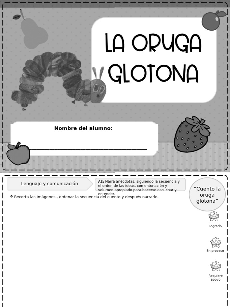 Fichas de Evaluacion La Oruga Glotona | PDF | Pensamiento | Cognición