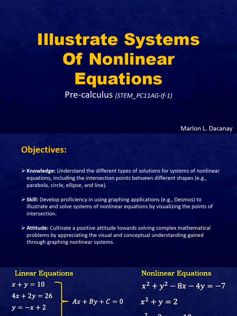 System of Nonlinear Equations | PDF | Equations | Nonlinear System