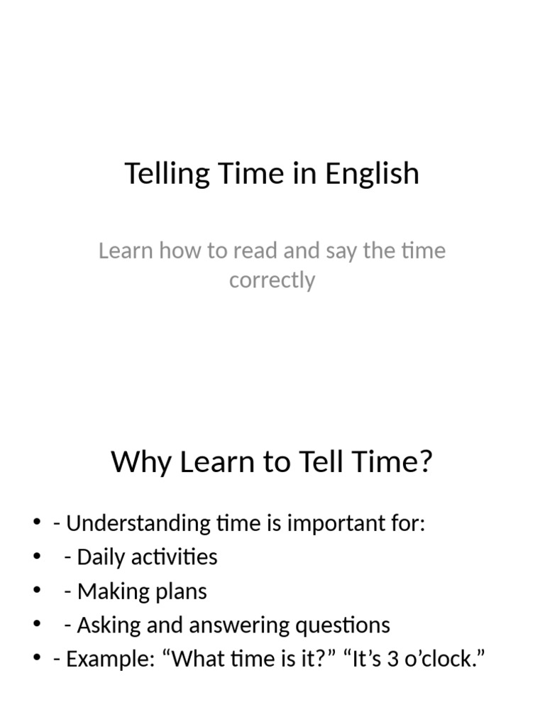 Telling Time Presentation | PDF