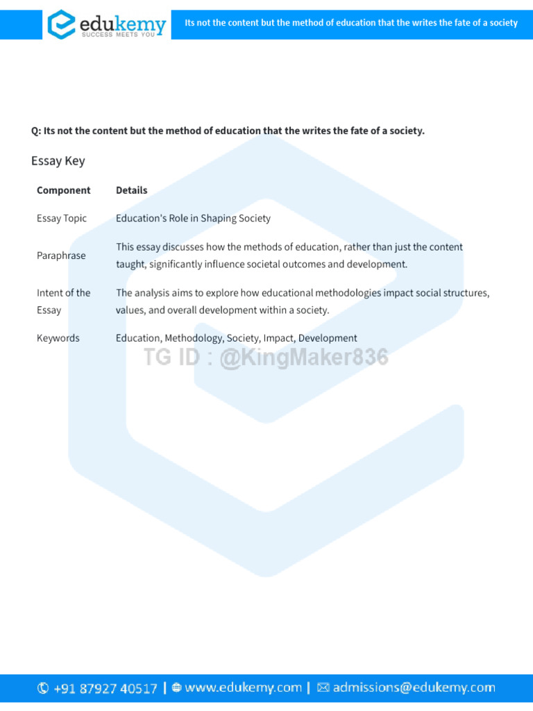 Essay Full Length Test - 04 Solution 06 | PDF | Methodology | Education ...