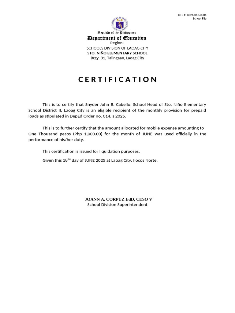 Certification Load Allowance 2025 | PDF