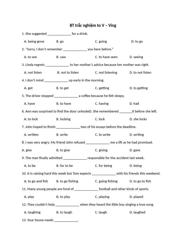 English Verb Forms Practice Quiz | PDF