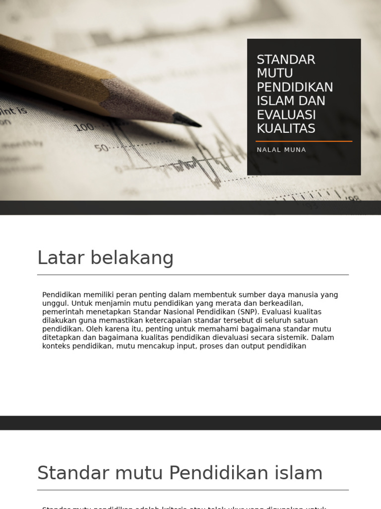 Standar Mutu Pendidikan Islam dan Evaluasi | PDF