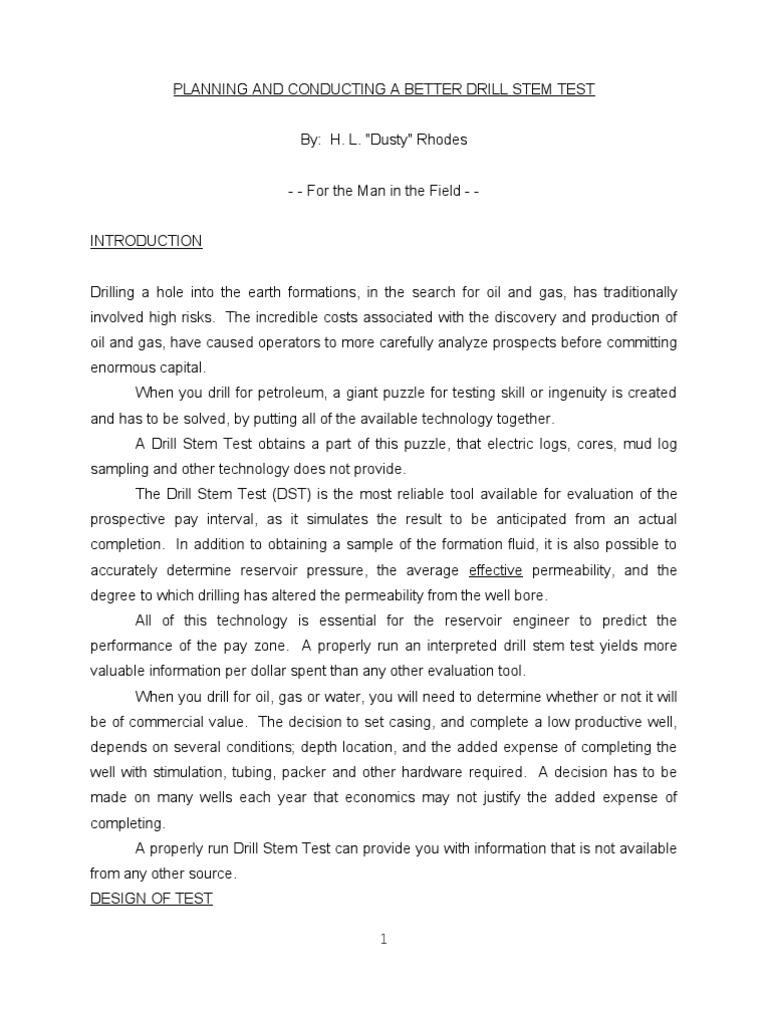 Oh DST | Download Free PDF | Blowout (Well Drilling) | Petroleum Reservoir