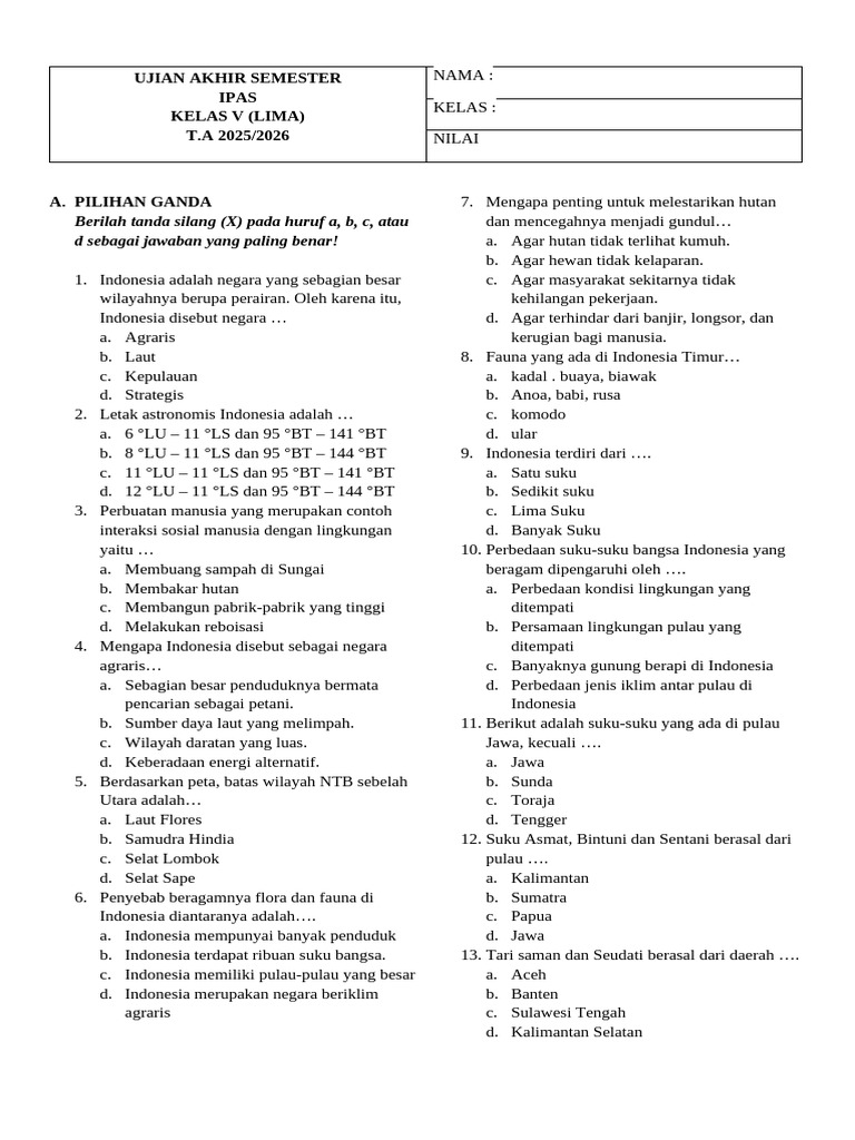 Soal Ipas Kelas 5 | PDF