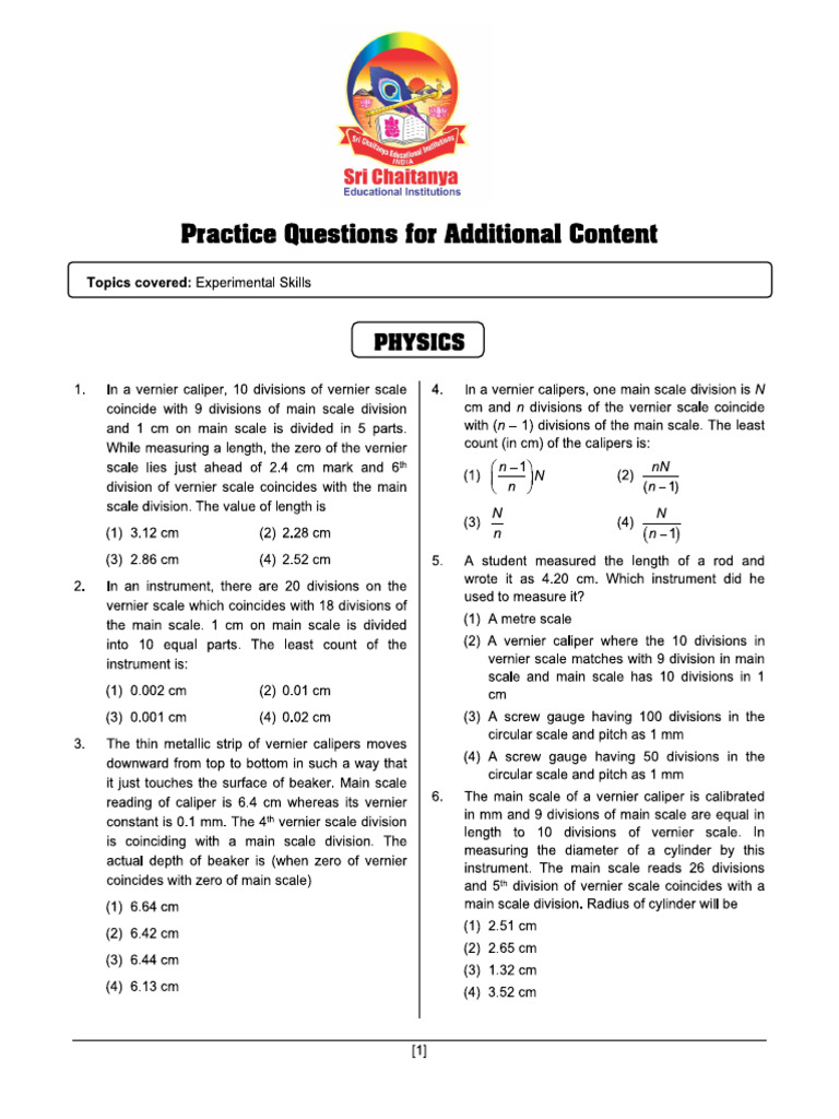 Practice Questions For Additional Content - Physics | PDF