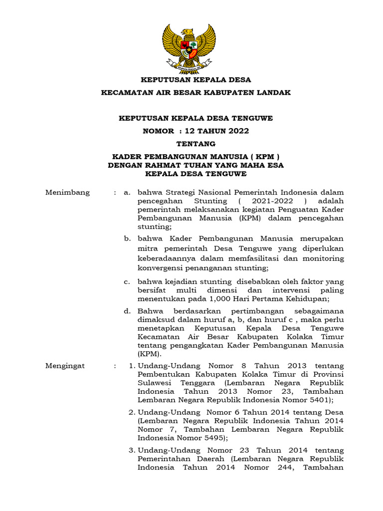 Contoh Draf SK KPM Kab, Landak | PDF