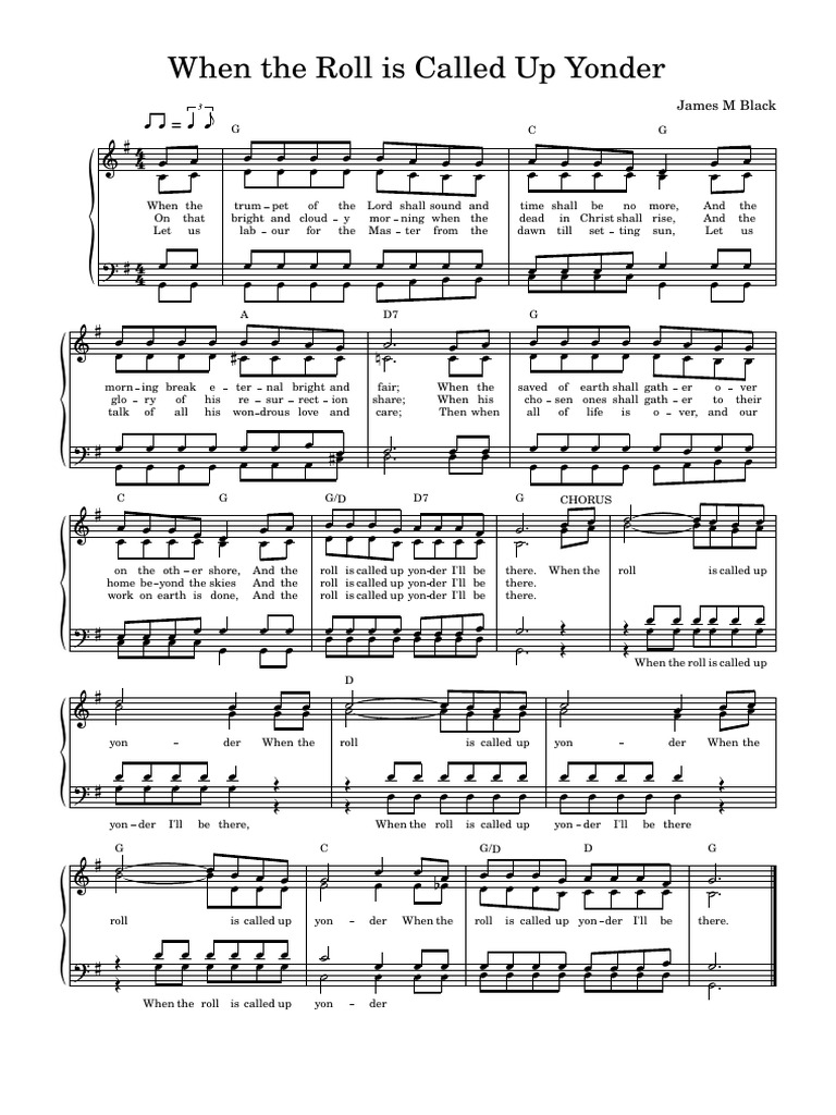 When The Roll Is Called Up Yonder James Milton Black Cloudy Version | PDF