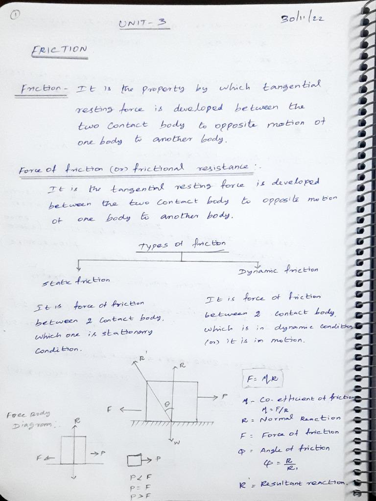 Engg Mechanics Unit 3 Classnotes | PDF