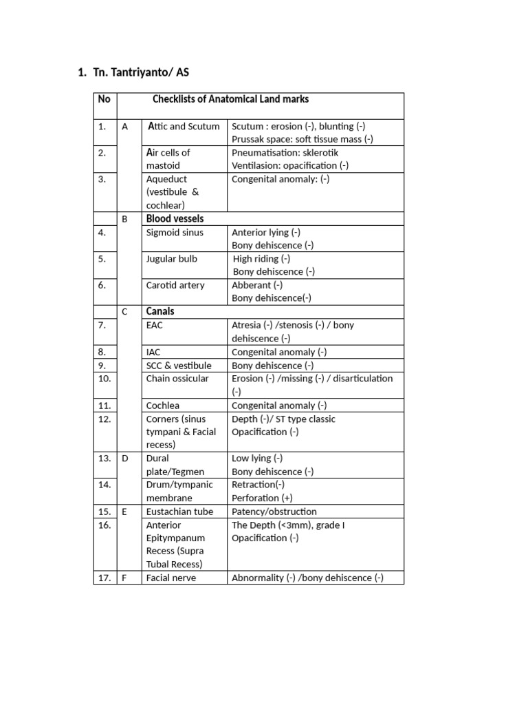 Checklist CT Scan Tn. Tantriyanto | PDF | Human Anatomy | Human Head ...