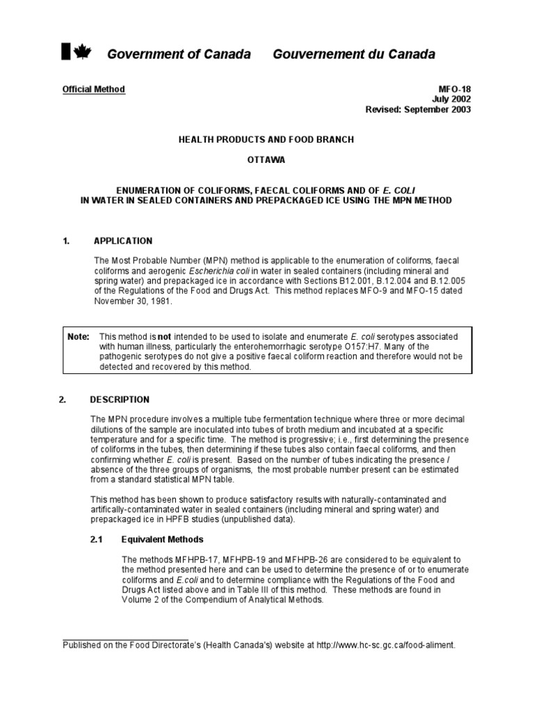 Enumeration Of Coliforms Faecal Coliforms And Of E Coli Pdf Escherichia Coli Microbiology