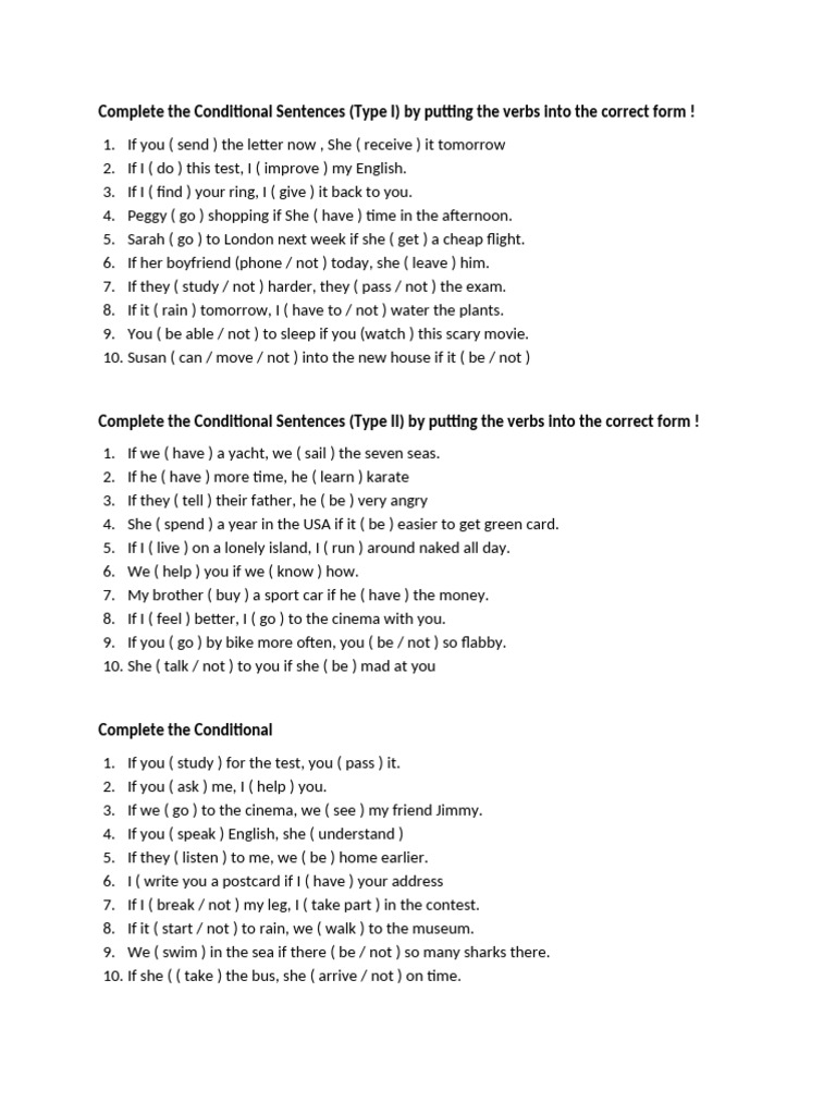 Complete The Conditional Sentences | PDF