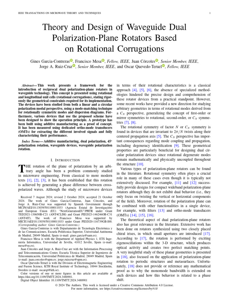Theory and Design of Waveguide Dual Polarization-Plane Rotators Based On Rotational Corrugations ...