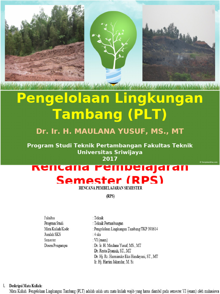 Pengenalan Pengelolaan Lingkungan Tambang (PLT) | PDF