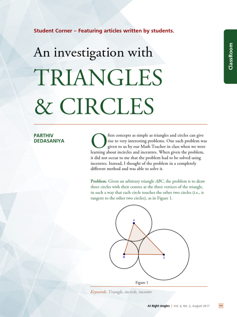 12-Triangle and Circles Student Corner | PDF | Triangle | Elementary ...