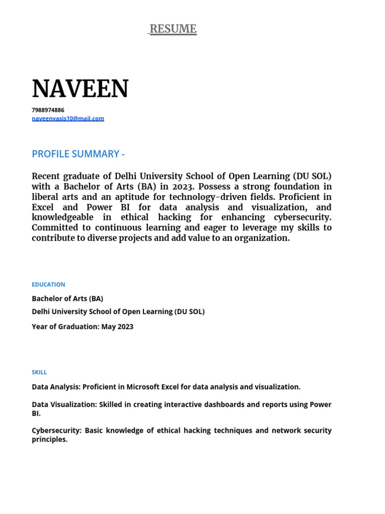 Naveen: Resume | PDF