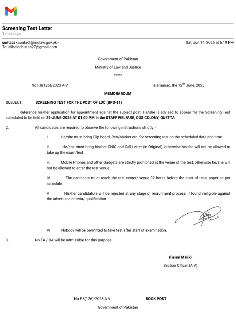 LDC Screening Test Notification 2025 | PDF | Qualifications