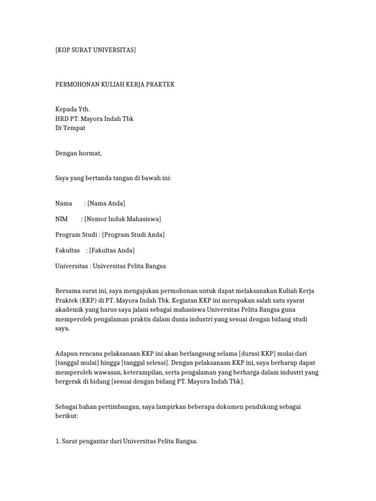 Surat Permohonan KKP | PDF