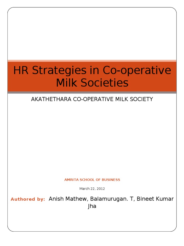 HRM - Cooperative Milk Society-Final - Version 2 | PDF | Cooperative ...