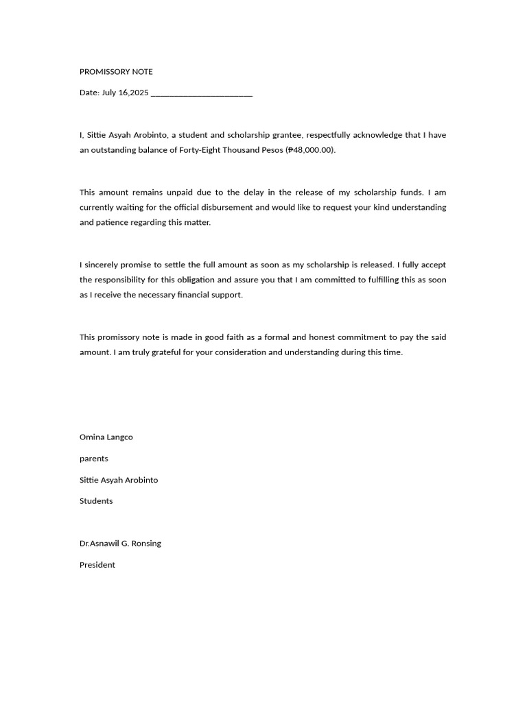 Promissory Note | PDF