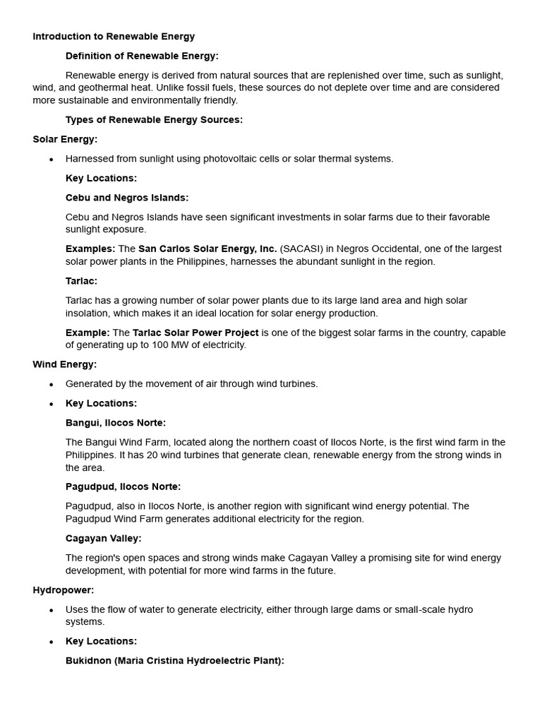 Introduction To Renewable Energy | PDF | Renewable Energy | Energy ...