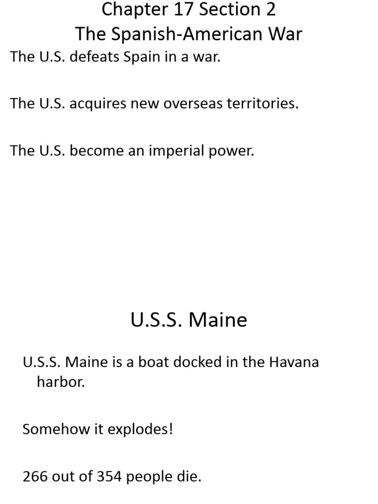 Nathan Aghedo - Chapter 17 Section 2 Spanish American War PowerPoint | PDF